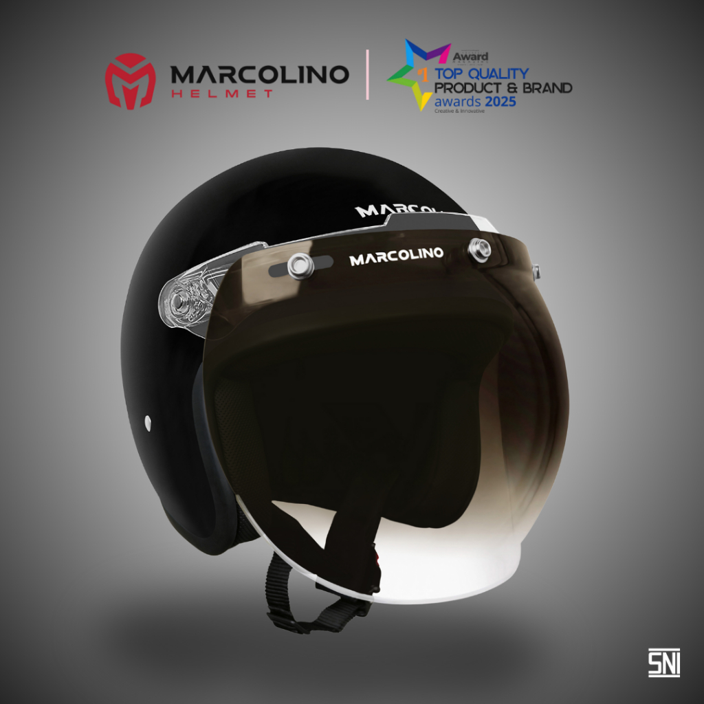 Jual [ Black Glossy With Visor ] Marcolino Helmet Glossy Edition SNI ...