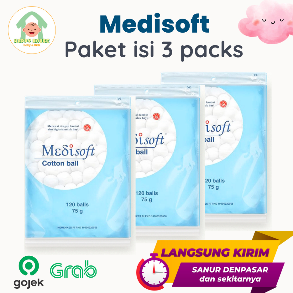 Jual [ 3 PACKS ] MEDISOFT Cotton Balls Biru 120 Bola Kapas Bulat ...