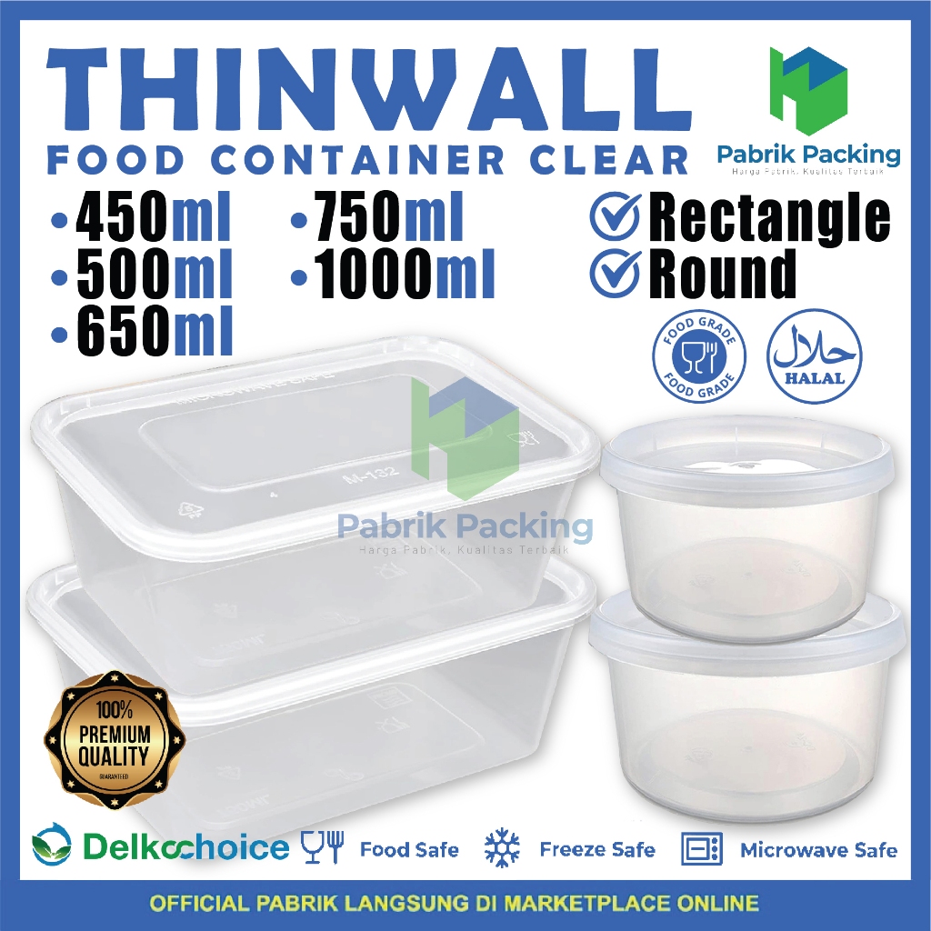 Jual Thinwall Rectangle & Round Food Container Box Clear Tempat Makan ...