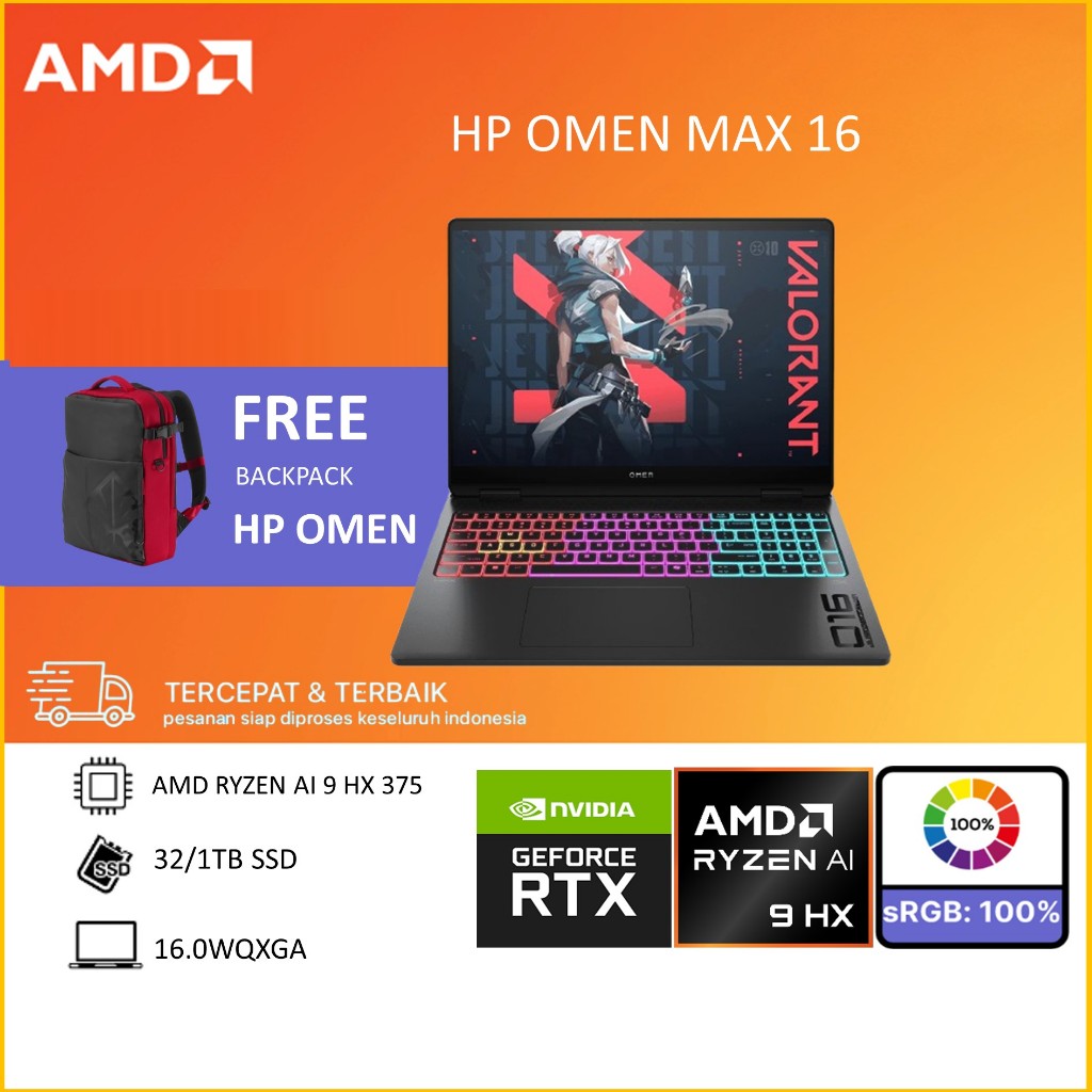 Jual HP OMEN MAX 16 RYZEN AI 9 HX 375 RTX5070TI 12GB/ RAM 32GB 1TB W11 ...