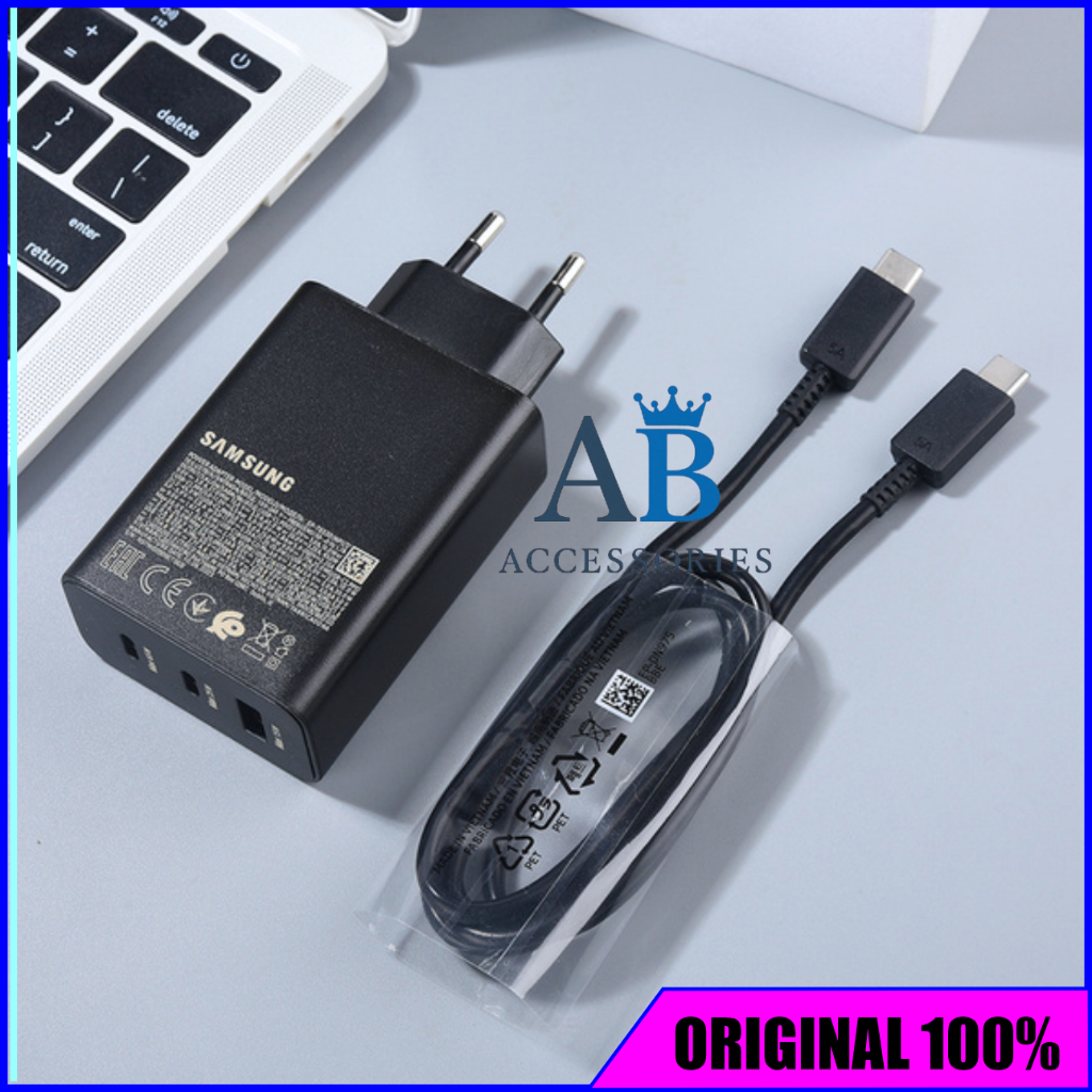 Jual CHARGER SAMSUNG S24 ULTRA 65 WATT SUPER FAST CHARGING TRIO WALL ...