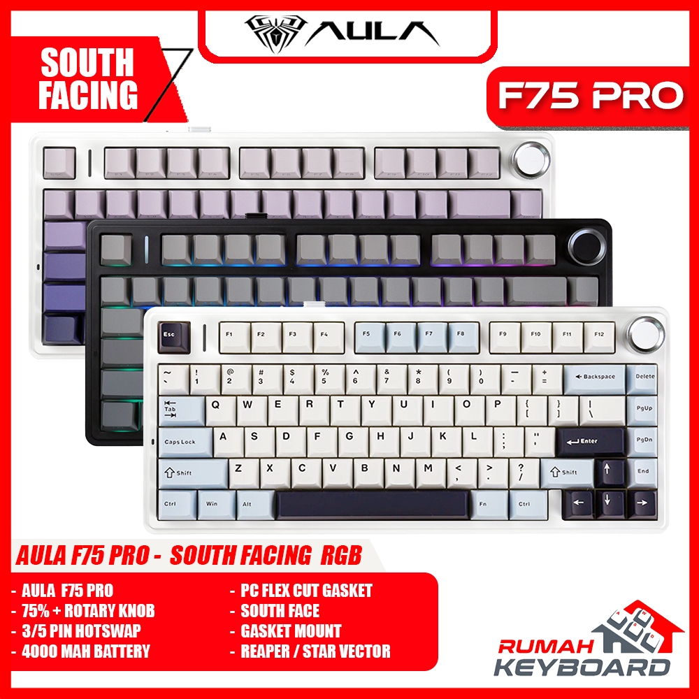 Jual AULA F75 PRO - 75% Compact - 3 Mode - Gaske Mount - RGB - PBT ...
