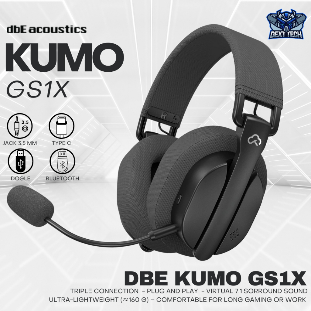 Jual dbE KUMO GS1X Pro Superlight Triple Connection Gaming Headset ...