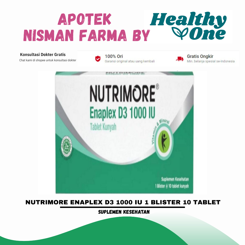 Jual NUTRIMORE ENAPLEX D3 1000 IU 1 BLISTER 10 TABLET / VITAMIN D3 ...