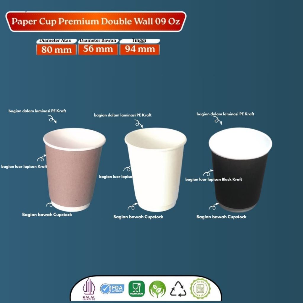Jual Paper Hot Cup Wall 9 oz SPE / Gelas Kertas Kraft Polos - isi 25 ...