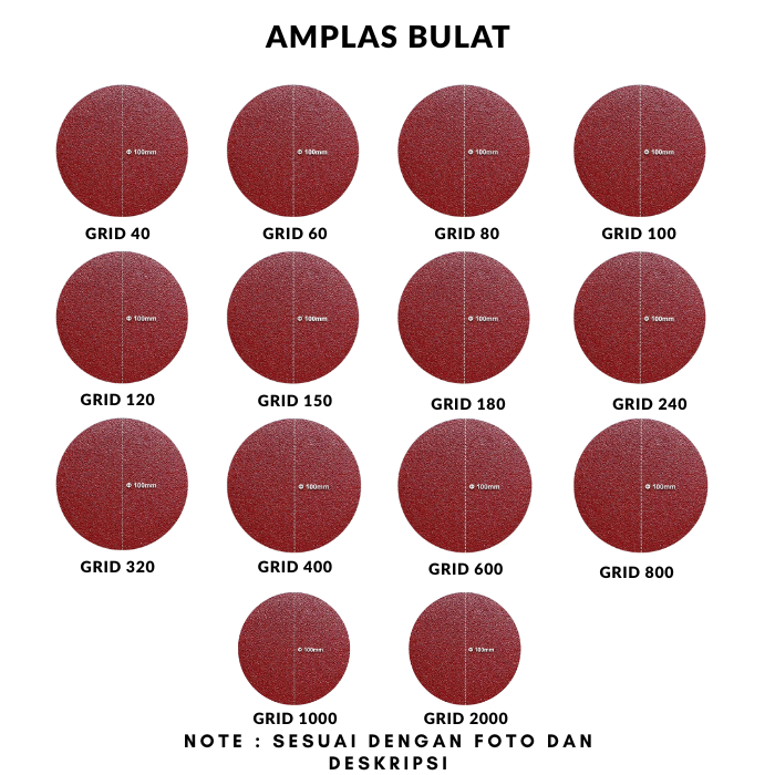 Jual Amplas Bulat Velcro 4 Inch Grid 40 Sampai 2000 Halus Kasar Ukuran ...