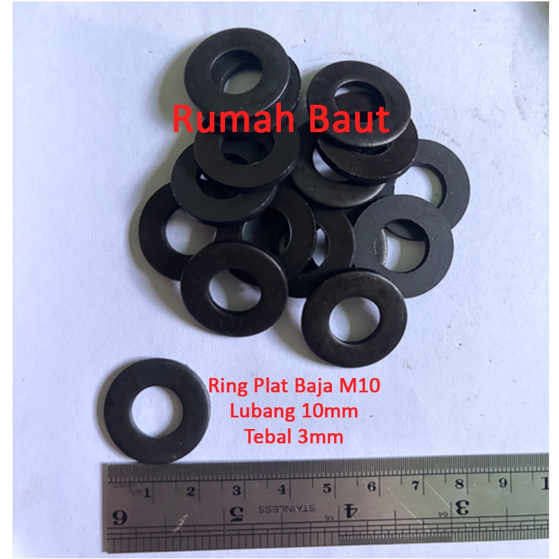 Jual (paket 50&100) Ring Plat 14 (10mm) Baja Hitam Tebal 3mm | Shopee ...