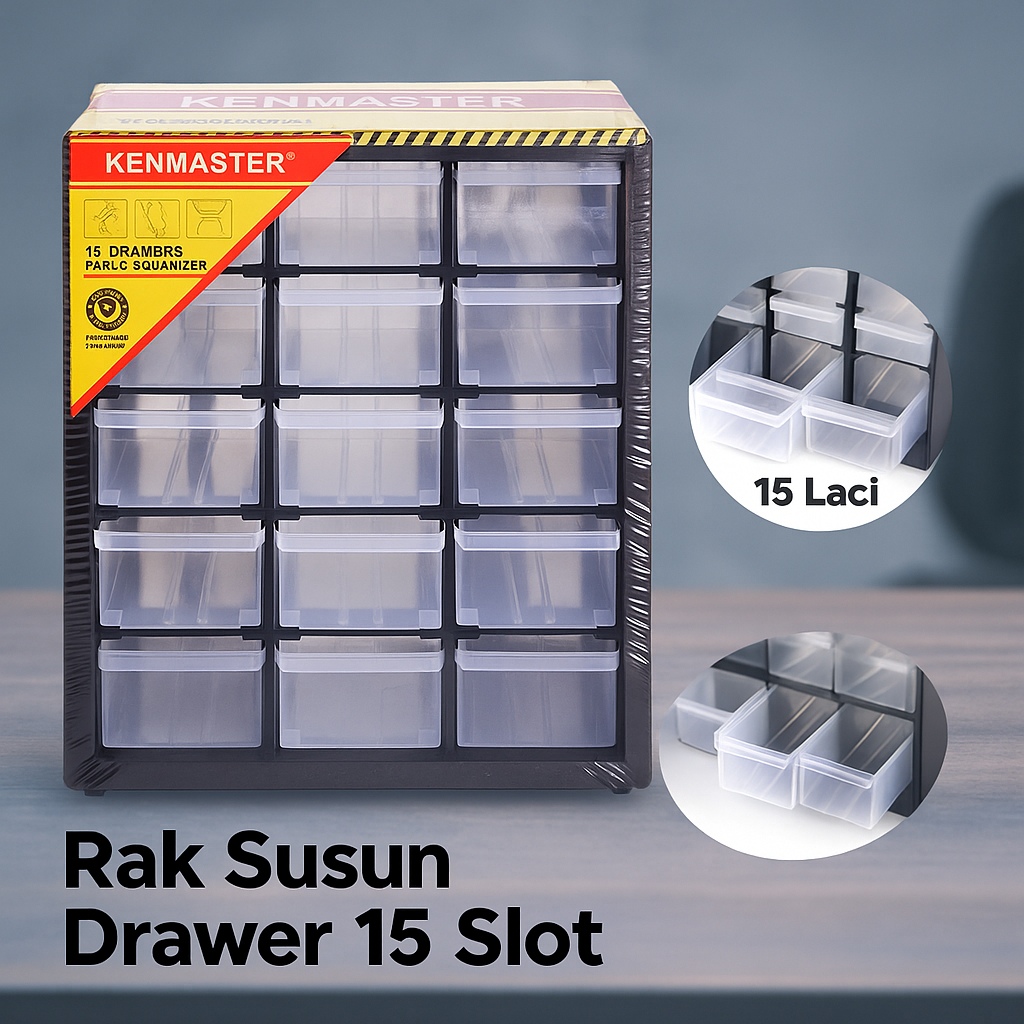 Jual Kenmaster Rak Susun Drawer 15 Laci Slot / Rak Komponen Mini Box ...