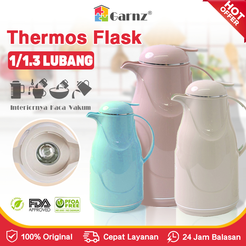 Jual 1300ML TERMOS AIR PANAS BAHAN KACA LUAR PLASTIK WATER JUG 1.3 ...