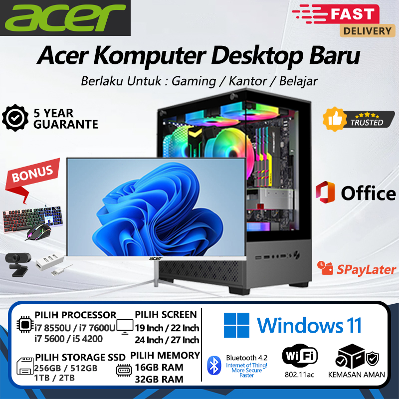 Jual Acer Komputer Gaming Full Set Baru, Hitam Komputer Desktop ...