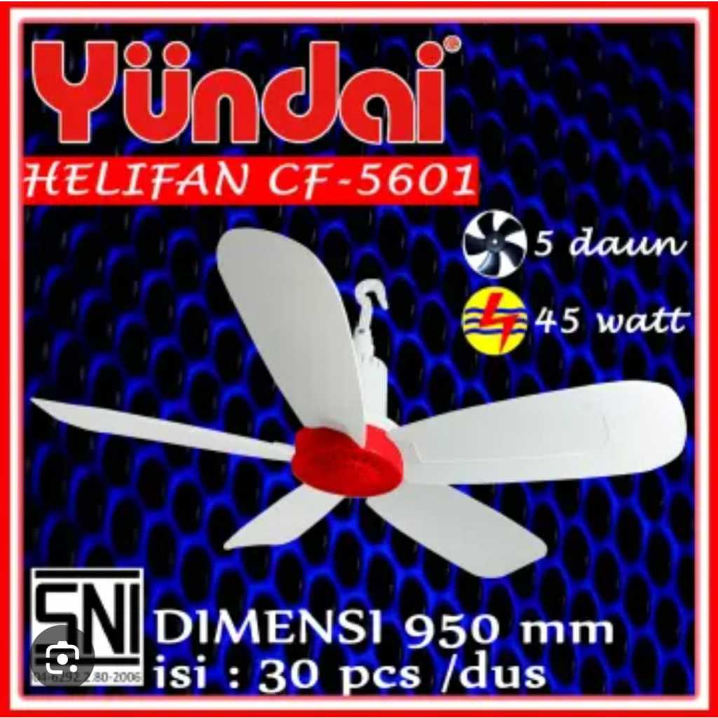 Jual KIPAS ANGIN GANTUNG HELIFAN MERK YUNDAI 5 BALING 45 WATT / KIPAS ...