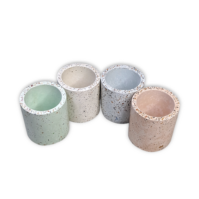 Jual Pot Tanaman Vas Bunga Hias Pot Tabung Motif Teraso Mini Estetik ...