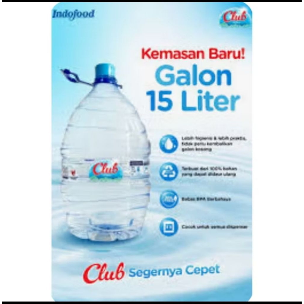 Jual CLUB Air Mineral Galon 15 Liter (galon+isi) | Shopee Indonesia