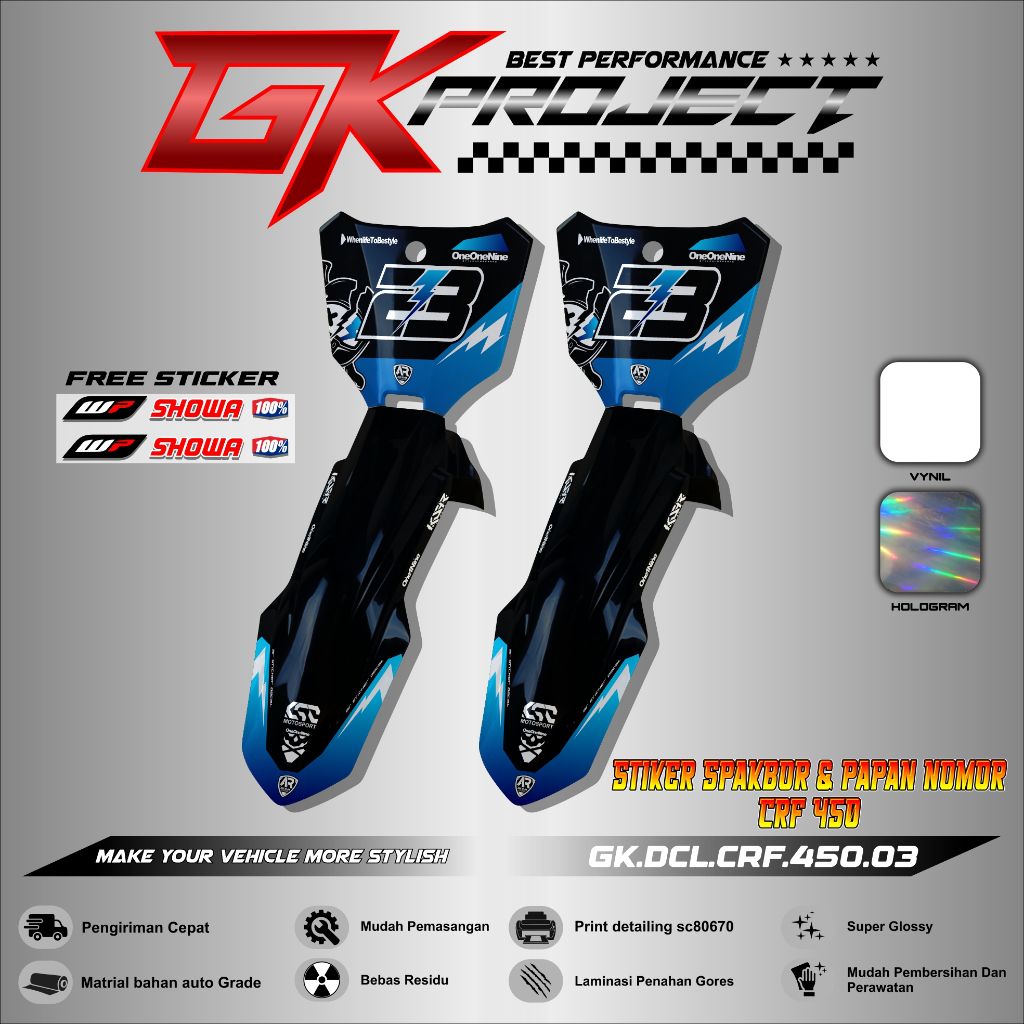 Jual Stiker Dekal Papan Nomor dan Slebor CRF 450 Decal Papan + Spakbor ...