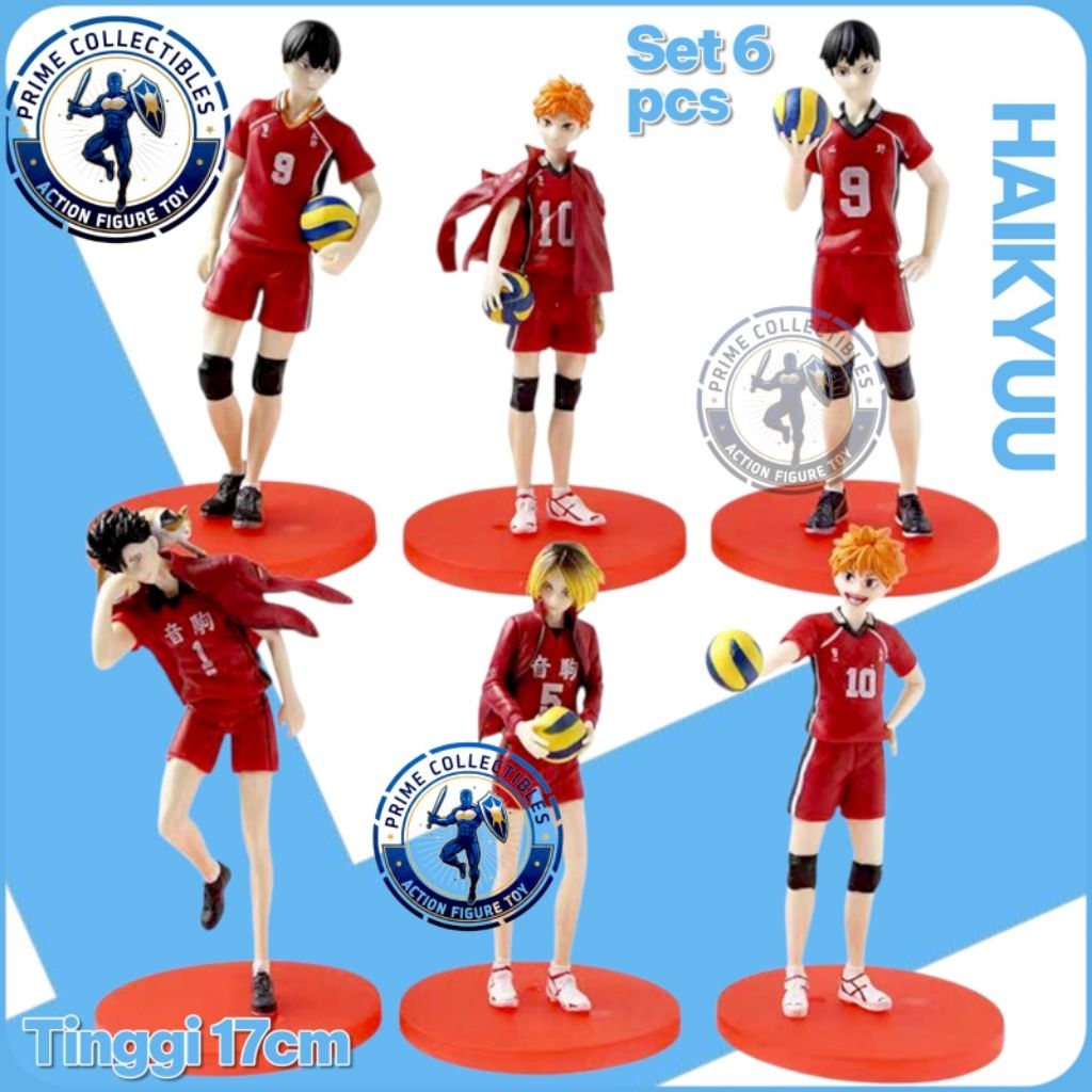 Jual Action Figur Haikyuu Set 6 Pcs Besar Tinggi 17cm Team Jersey Merah ...