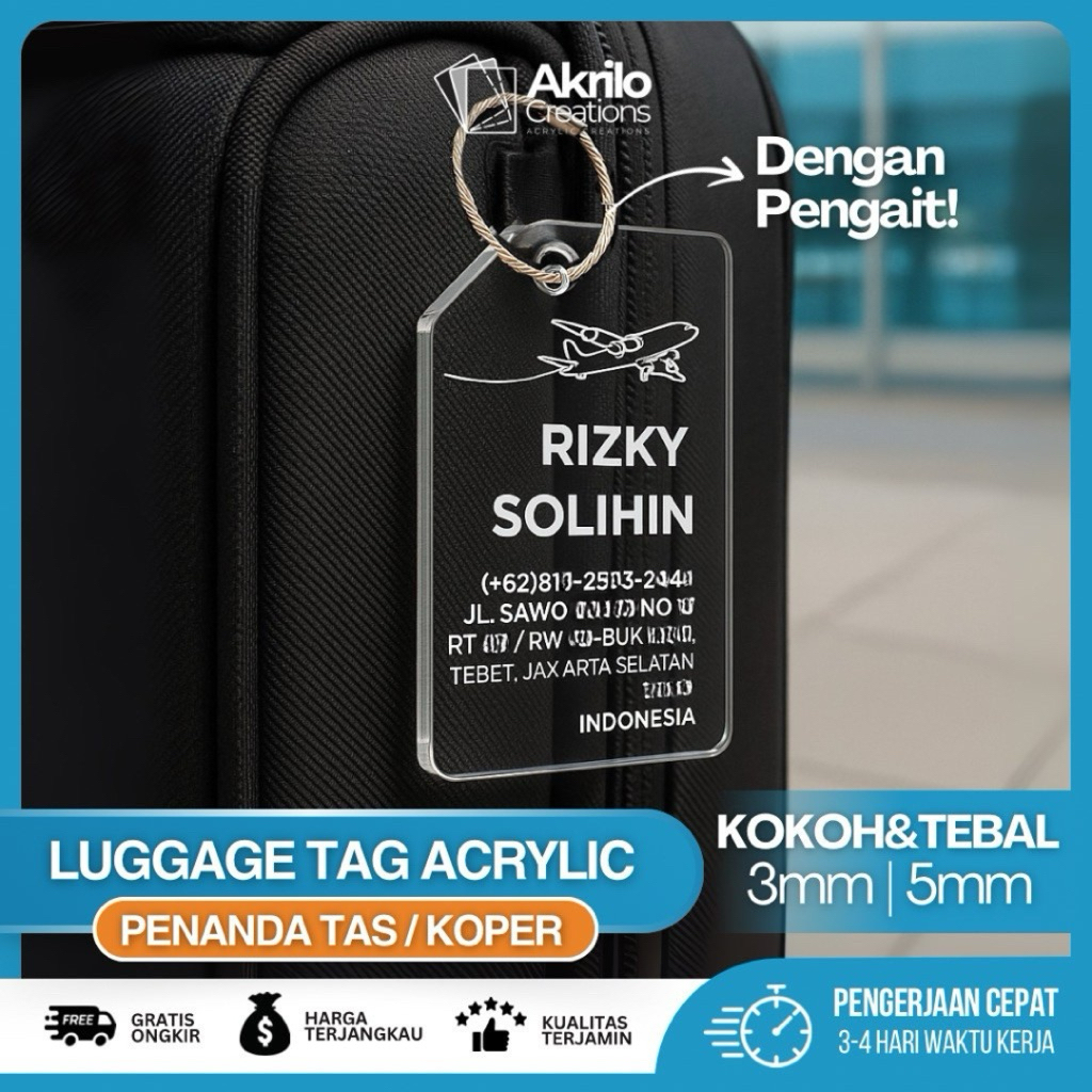 Jual Luggage Tag Koper Custom Akrilik Premium | Bag Tag Koper & Tas ...