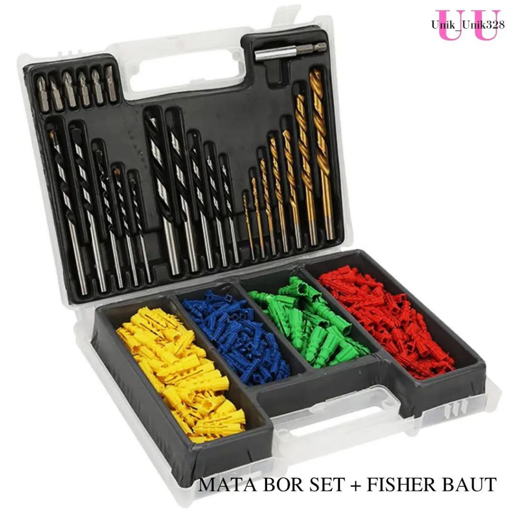 Jual Mata Bor Set Lengkap Fisher Baut Warna Kotak Alat Mata Bor Drill ...