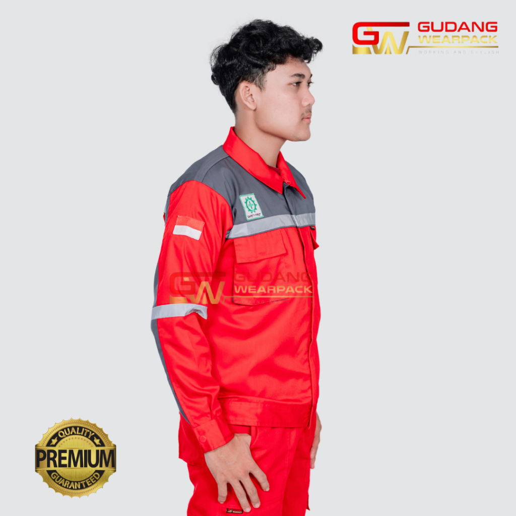 Jual Baju Wearpack Atasan Kerja Model Resleting Warna Merah Kombinasi ...