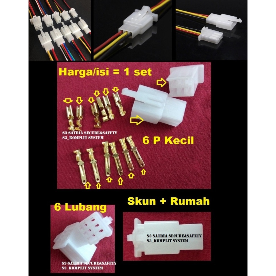 Jual 6Pin kecil isi 1set socket motor mobil skun kecil Soket rumah ...