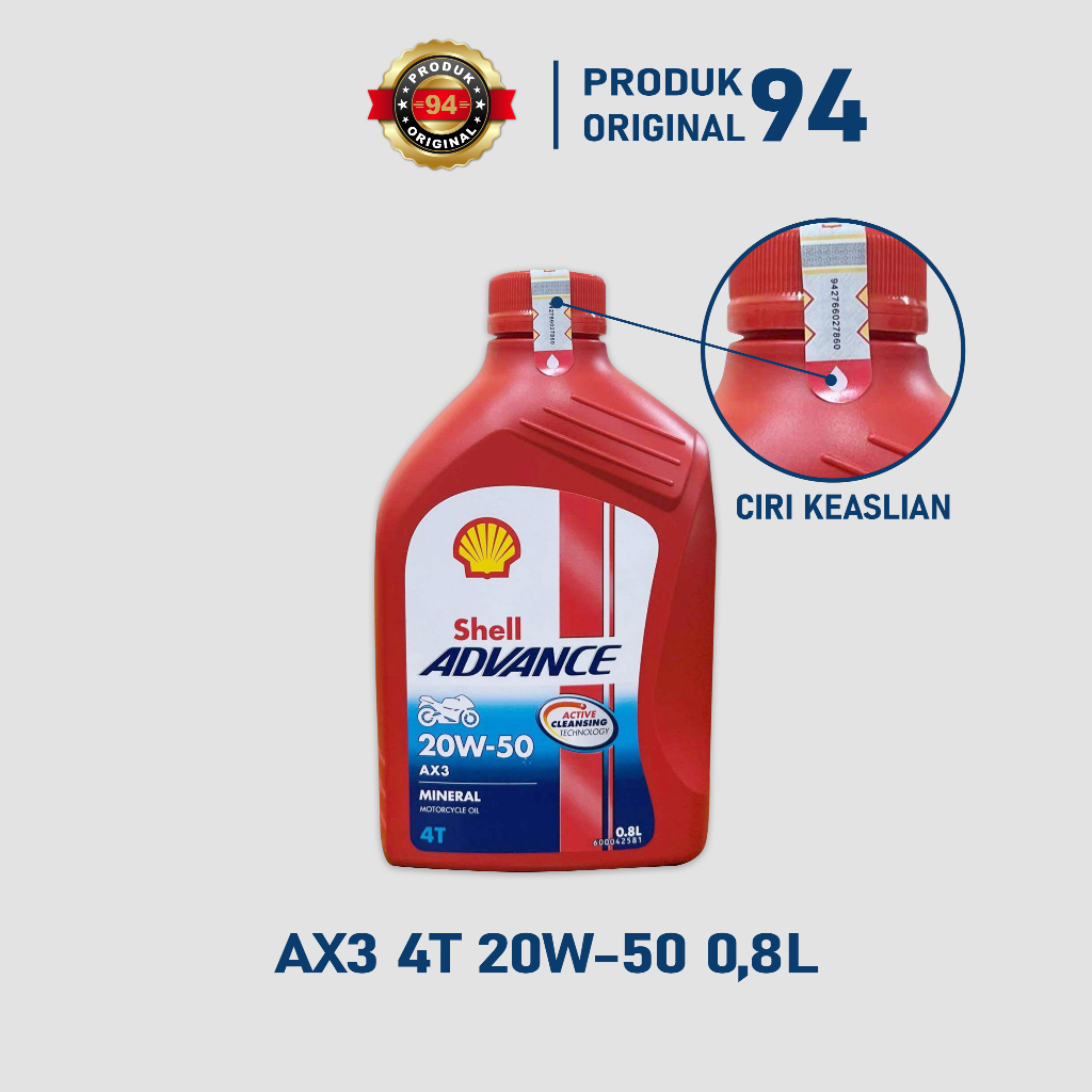 Jual Oli Shell Advance 4T Oli AX3 20W-50 800ML ORIGINAL | Shopee Indonesia