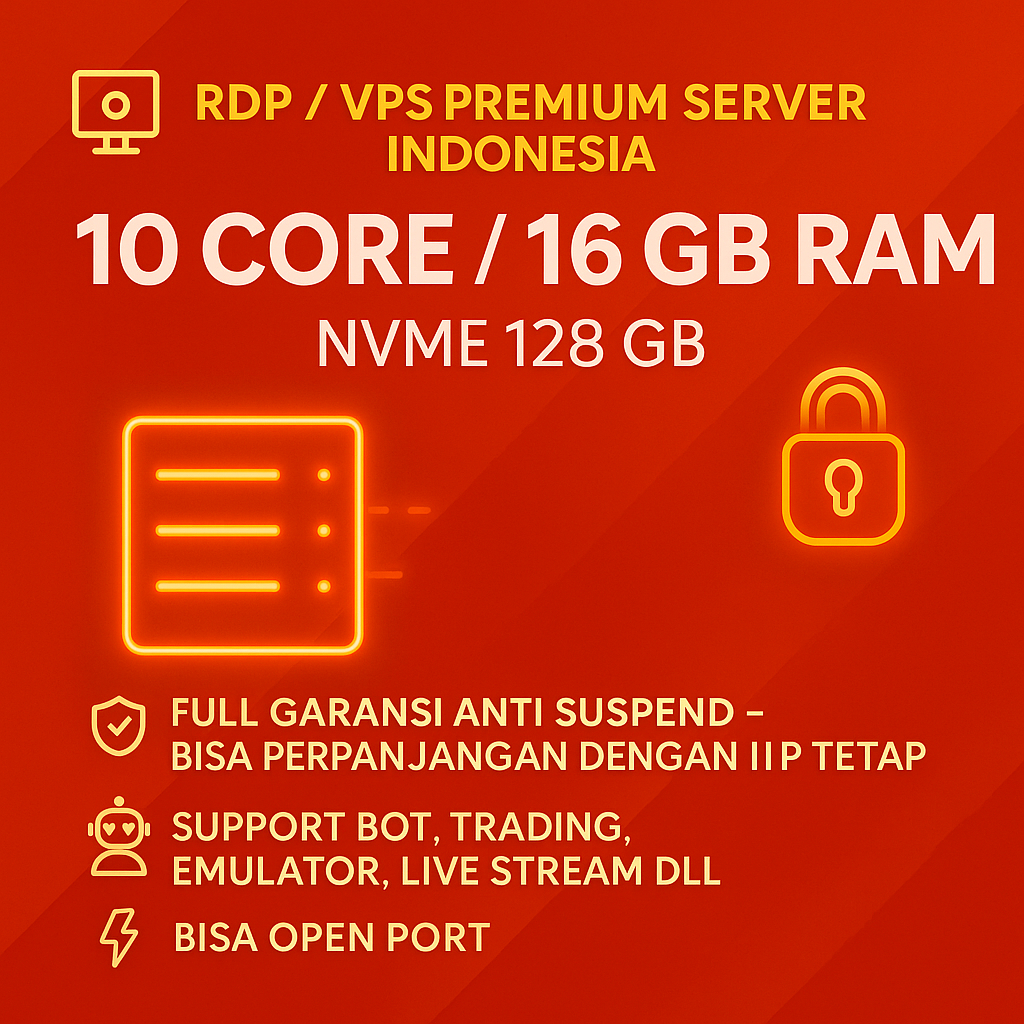 Jual RDP / VPS Bulanan 10 Core Ram 16 GB Windows / LINUX Full Admin ...