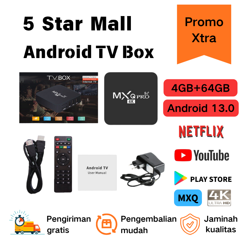 Jual Android TV Box PRO 5G WiFi Smart 4GB RAM 64GB ROM Android 14.0 4K ...