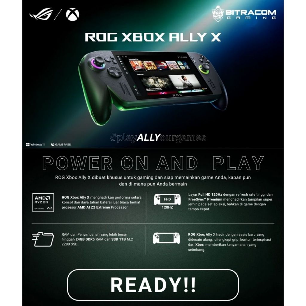 Jual Asus ROG XBOX ALLY X RC73XA-Z2EA35A3T AMD Ryzen AI Z2 Extreme Ram ...