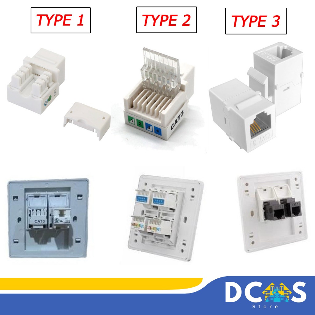 Jual Modular Jack RJ11 AMP Cat3 Network Telephone Telp Keystone ...