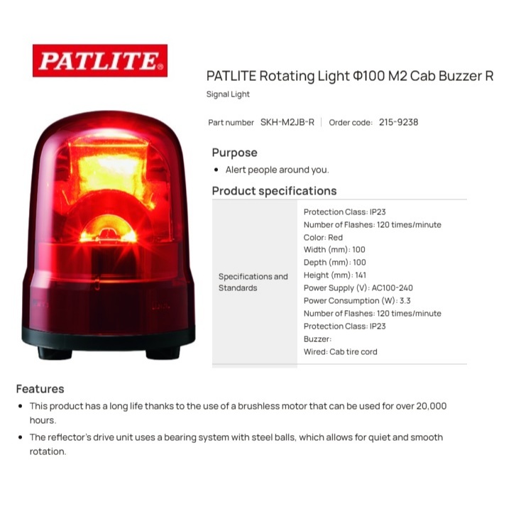 Jual Lamp Rotating Beacons With Buzzer PATLITE SKH-M2JB-R | Shopee ...