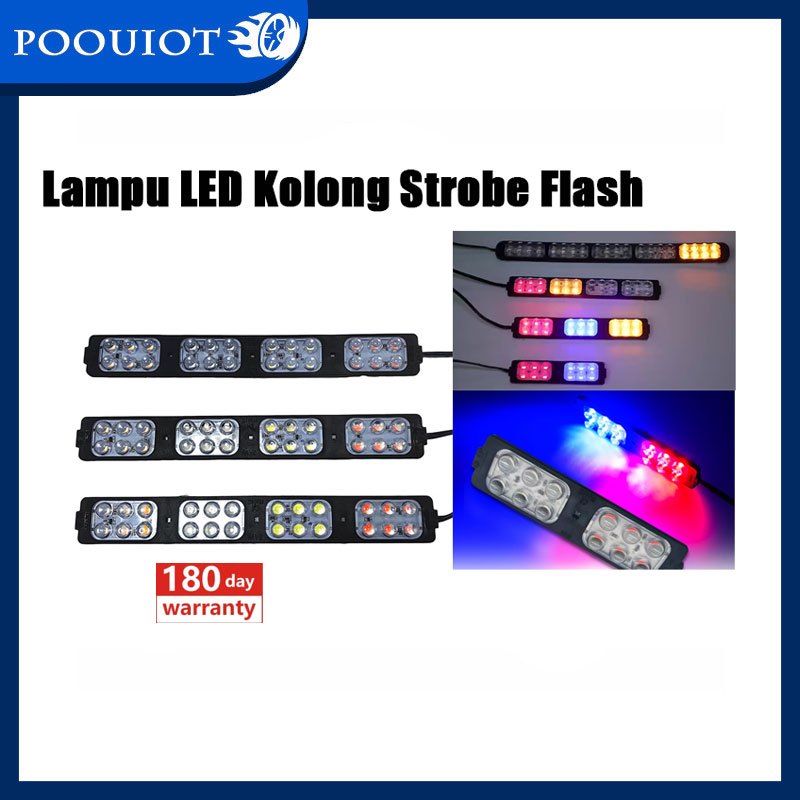 Jual POOU IOT Lampu LED Kolong Plasma Strobe Flash 12 Mata Nyala Kedap Kedip Blitz DC 12 Volt ...