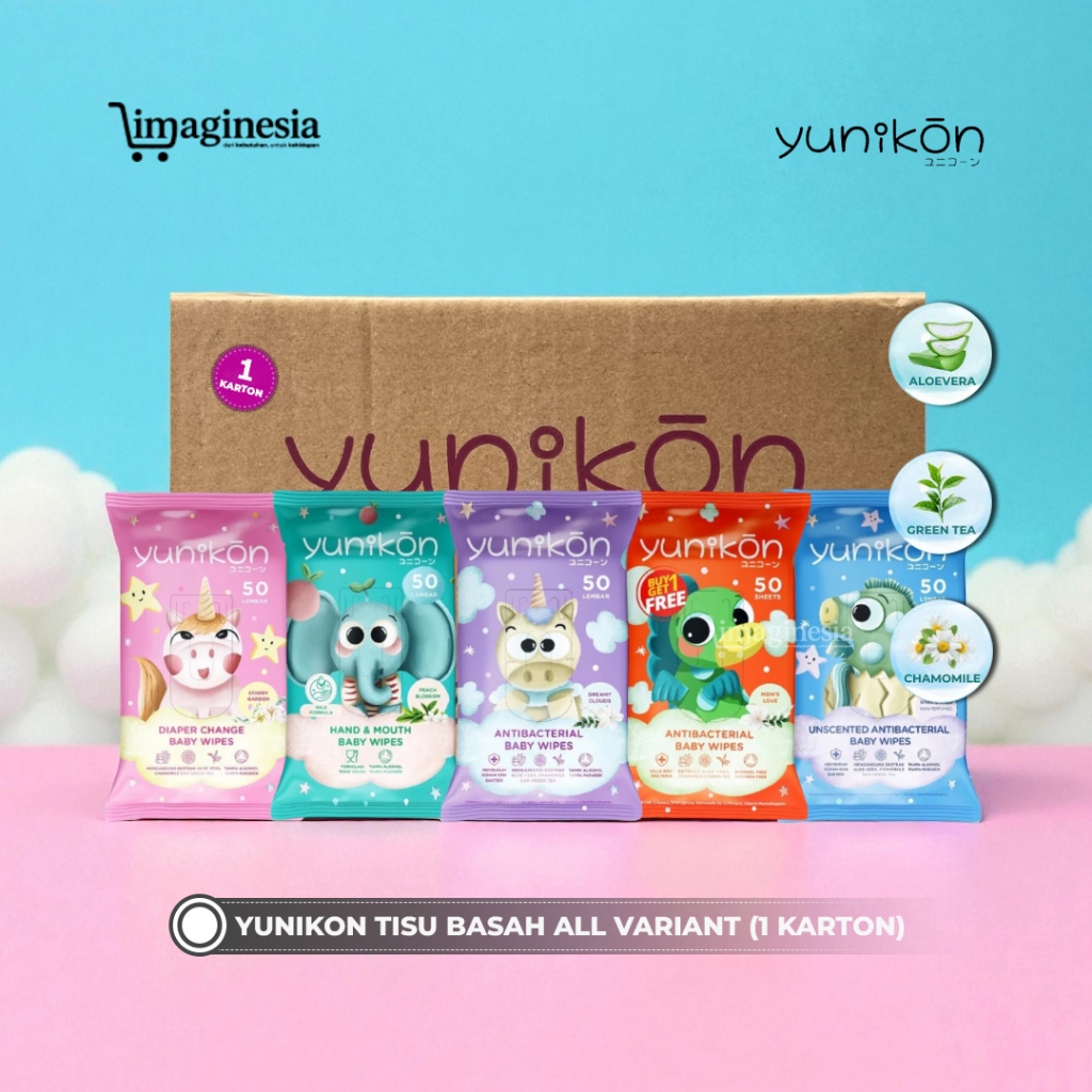 Jual YUNIKON Tisu Basah Antibakteri Bayi (BUY 1 GET 1 FREE) 50 Lembar ...