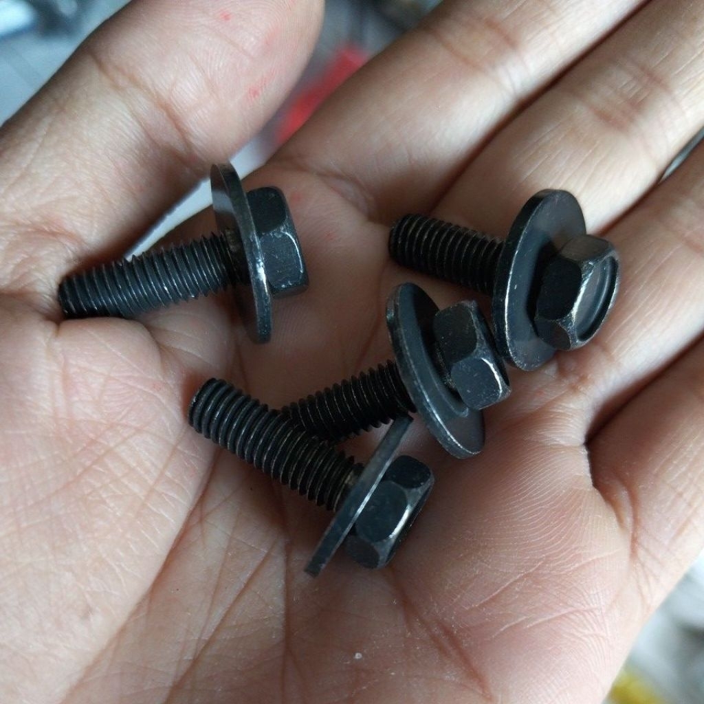 Jual (PAKET ISI 10 PCS) Baut 10 + Ring Nempel 6x20 / Baut 10 Panjang ...