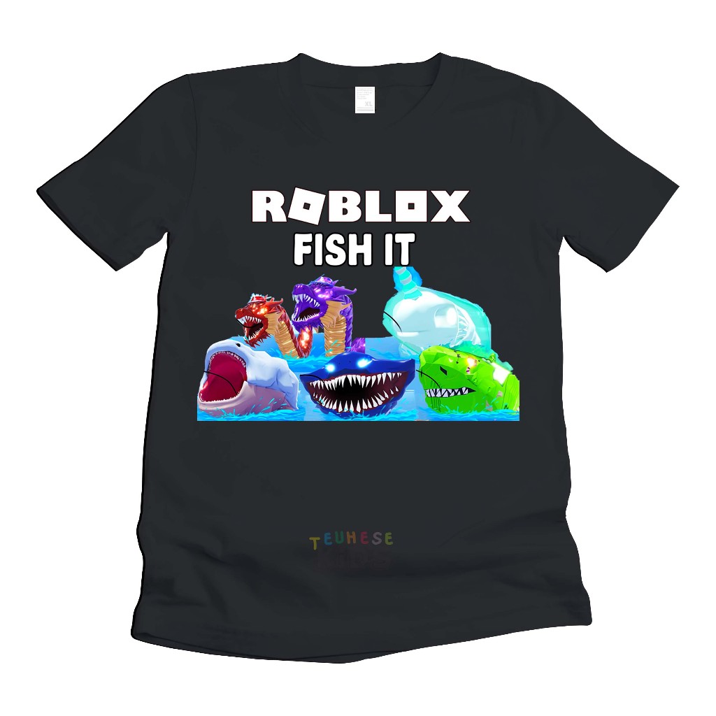 Jual (FREE NAMA) Baju kaos Atasan anak motif karakter GAME ROBLOX FISH ...