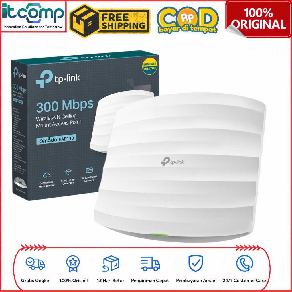 Jual TP-Link EAP110 Omada PoE 300Mbps Wi-Fi 5 Wireless N Ceiling Mount ...
