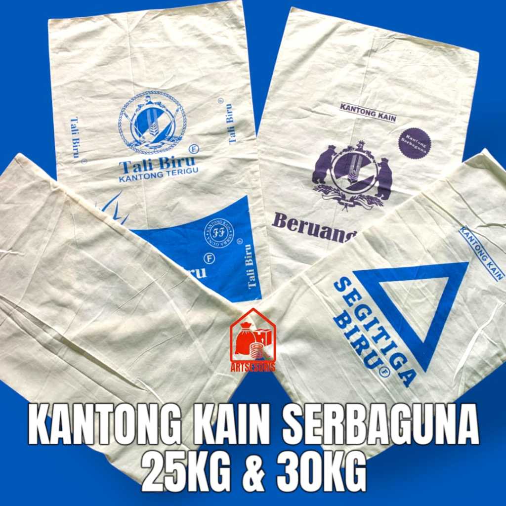 Jual Kantong Kain Serbaguna Bahan Blacu Tebal 25kg&30kg kantong kain ...