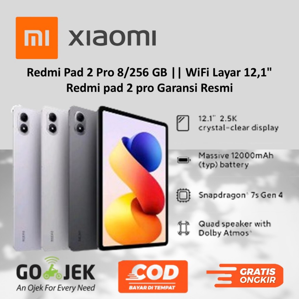 Jual Redmi Pad 2 Pro 8/256 GB || WiFi Layar 12,1" || redmi pad 2 pro ...