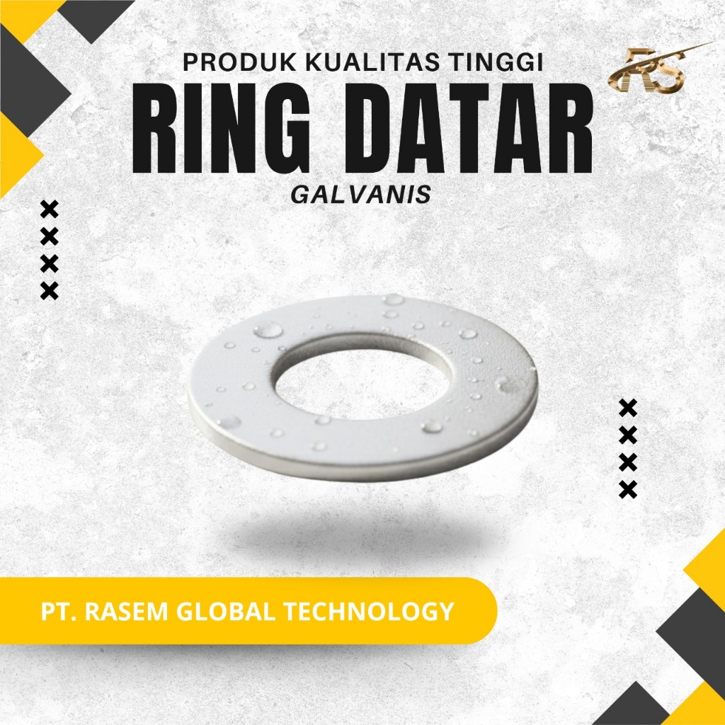 Jual Ring Plat Putih Galvanis Baja Rata / Flat Washer Baja M8/M10/M12 ...