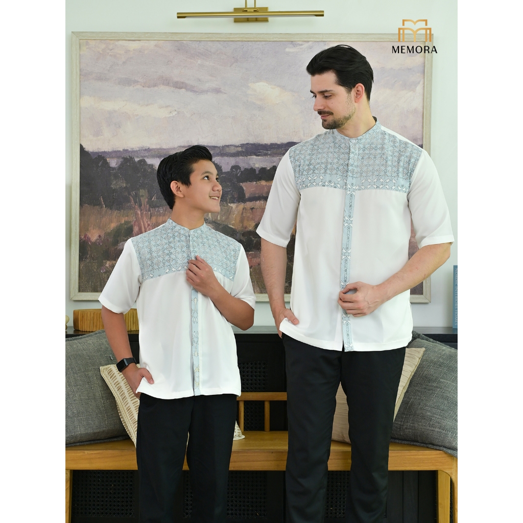 Jual Baju Koko Couple Ayah dan Anak Series SIKKA POWDER BLUE By MEMORA ...