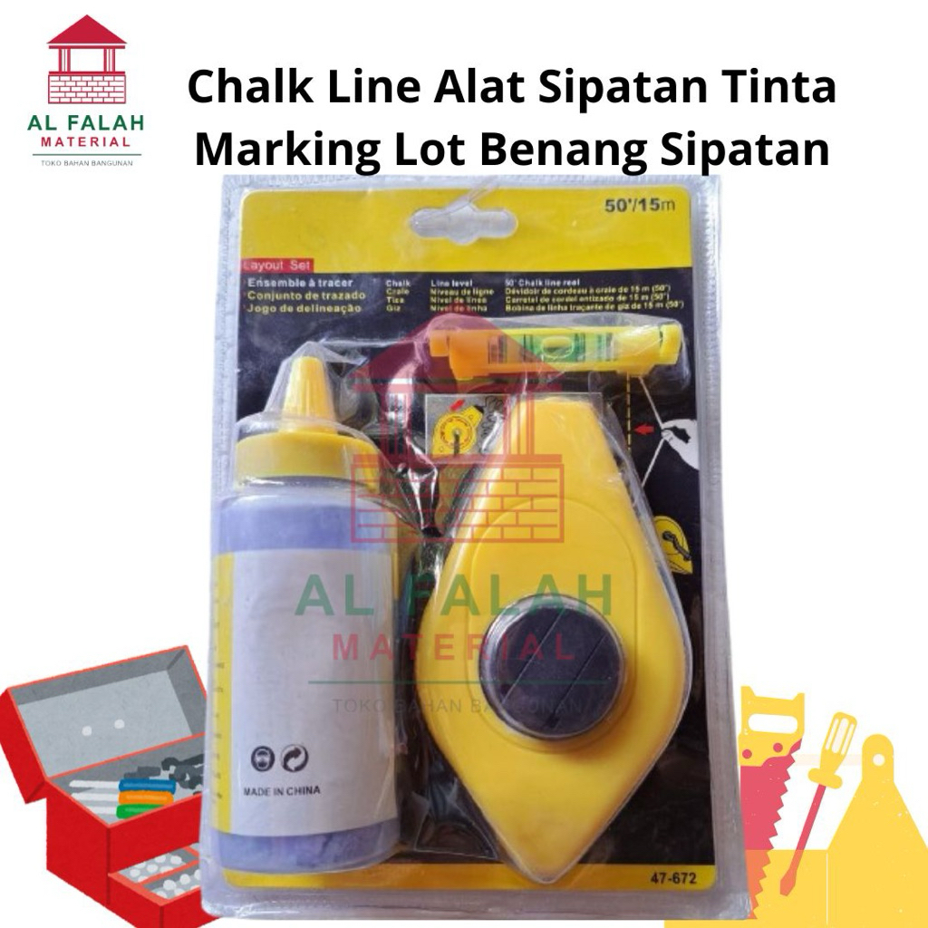 Jual Chalk Line Alat Sipatan Tinta Marking Lot Benang Sipatan 15m/50 ...