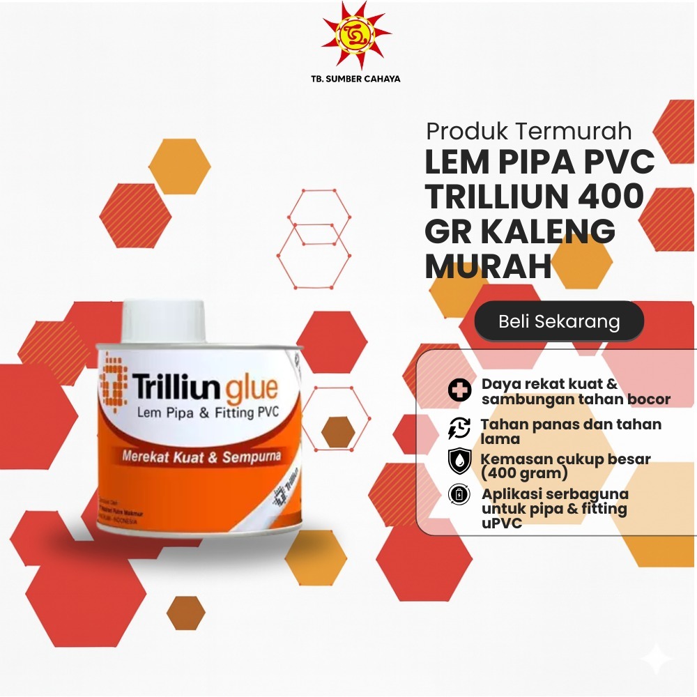 Jual Lem Pipa PVC Trilliun Glue Kaleng 400 gr - Lem PVC Kaleng 400gr ...