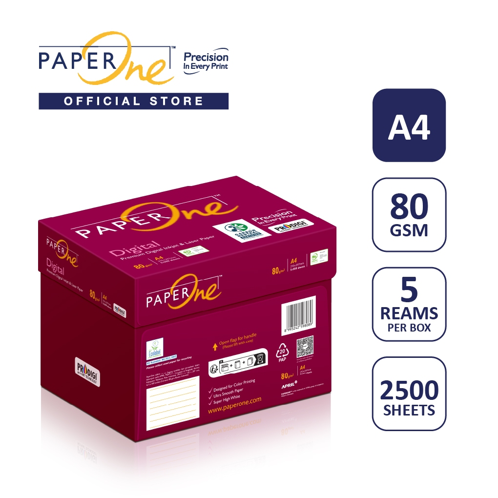 Jual PaperOne Kertas A4 80gr Digital Carbon Neutral 1 Box (2500 lembar ...
