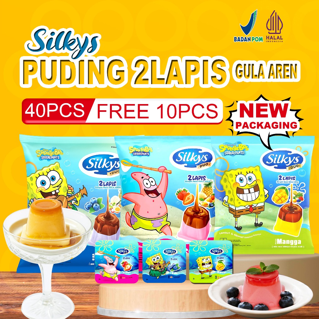 Jual Silkys Puding 2Lapis 40PCS+10PCS FREE Total 50PCS Jelly Puding ...