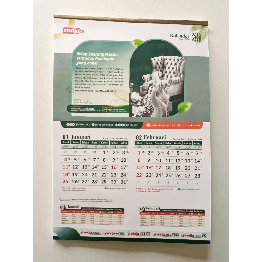 Jual KALENDER RODJA 2026 | ALMENAK MASEHI 2026 | KALENDER RADIO TV ...