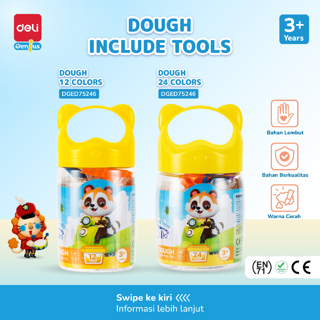 Jual Deli Genius Playdough 12 / 24 Warna Dengan Alat Cetakan Lilin ...