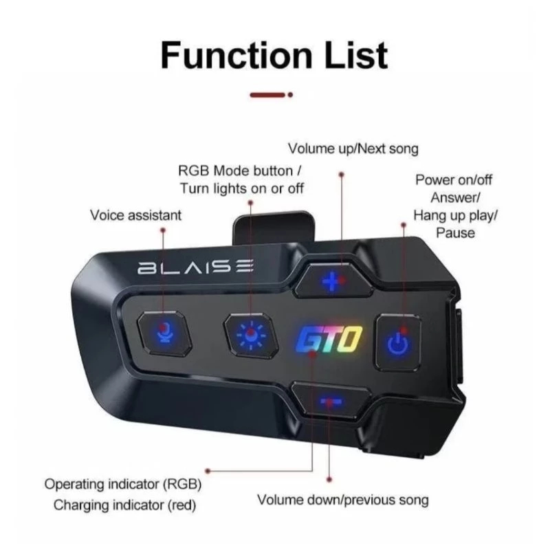 Jual BLAISE GT0 Bluetooth HEADSET helmet 5.3 NO intercom waterproof ...