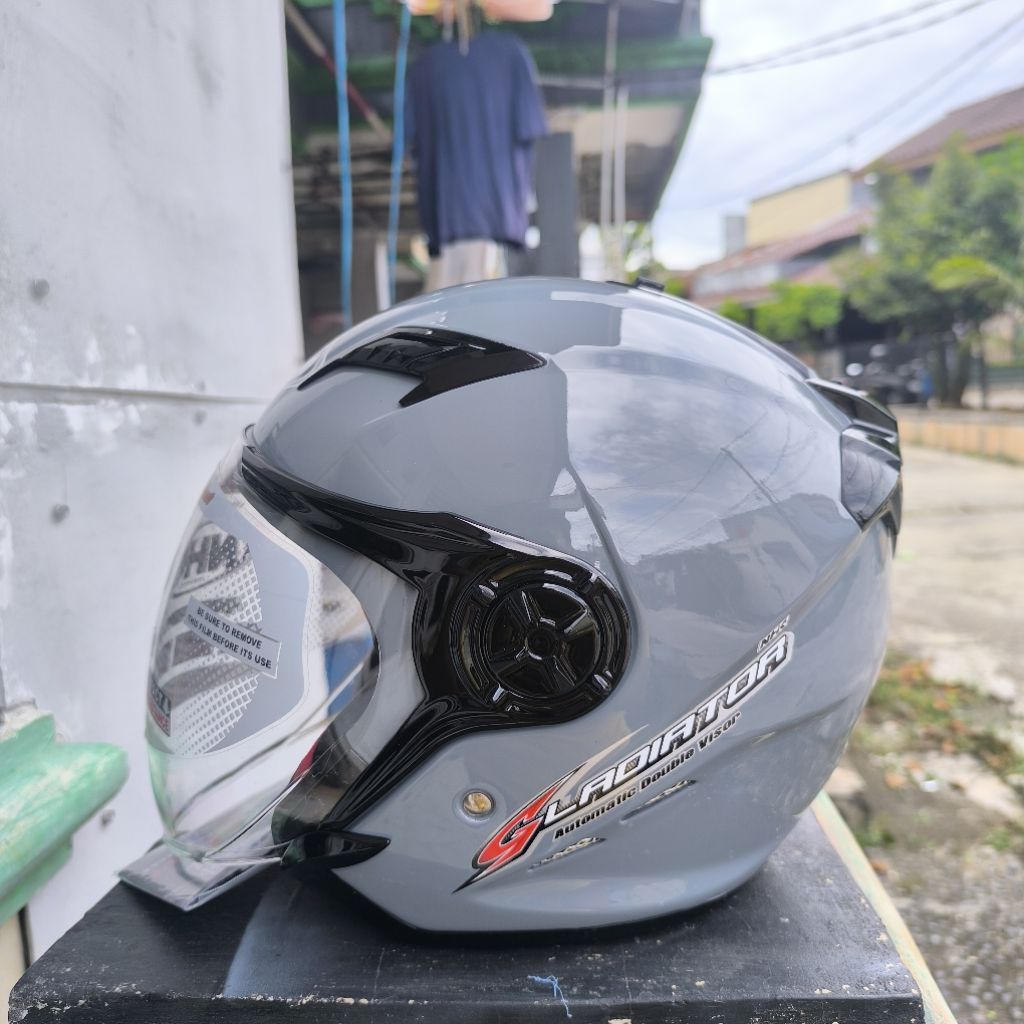 Jual Helm NHK gladiator solid dim grey glossy helm Doble visor | Shopee ...