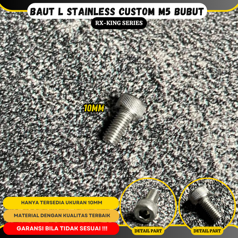 Jual Baut Baud L Ukuran M5 Custom Bubut Stainless Seri THE 304 A2-70 ...