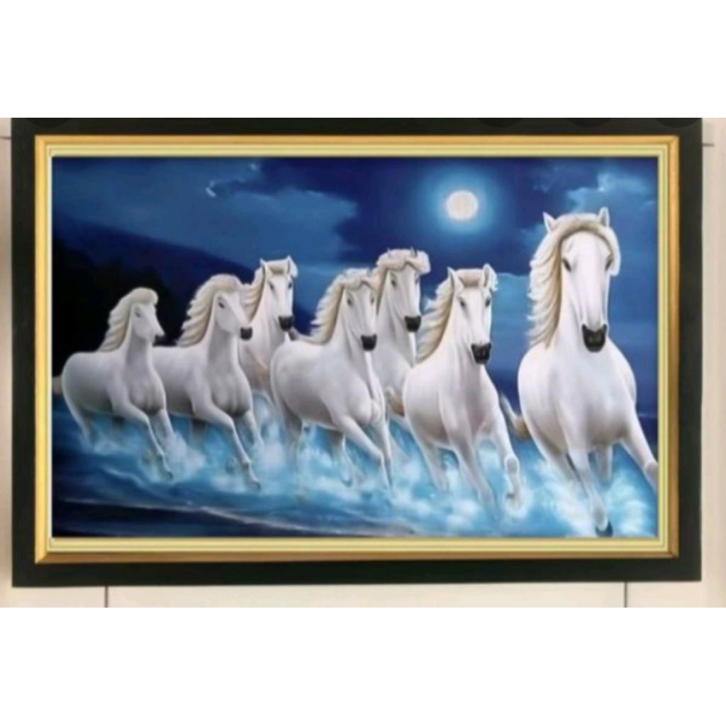 Jual hiasan dinding cetak gambar kuda plus bingkai ukuran 65cm*45cm ...