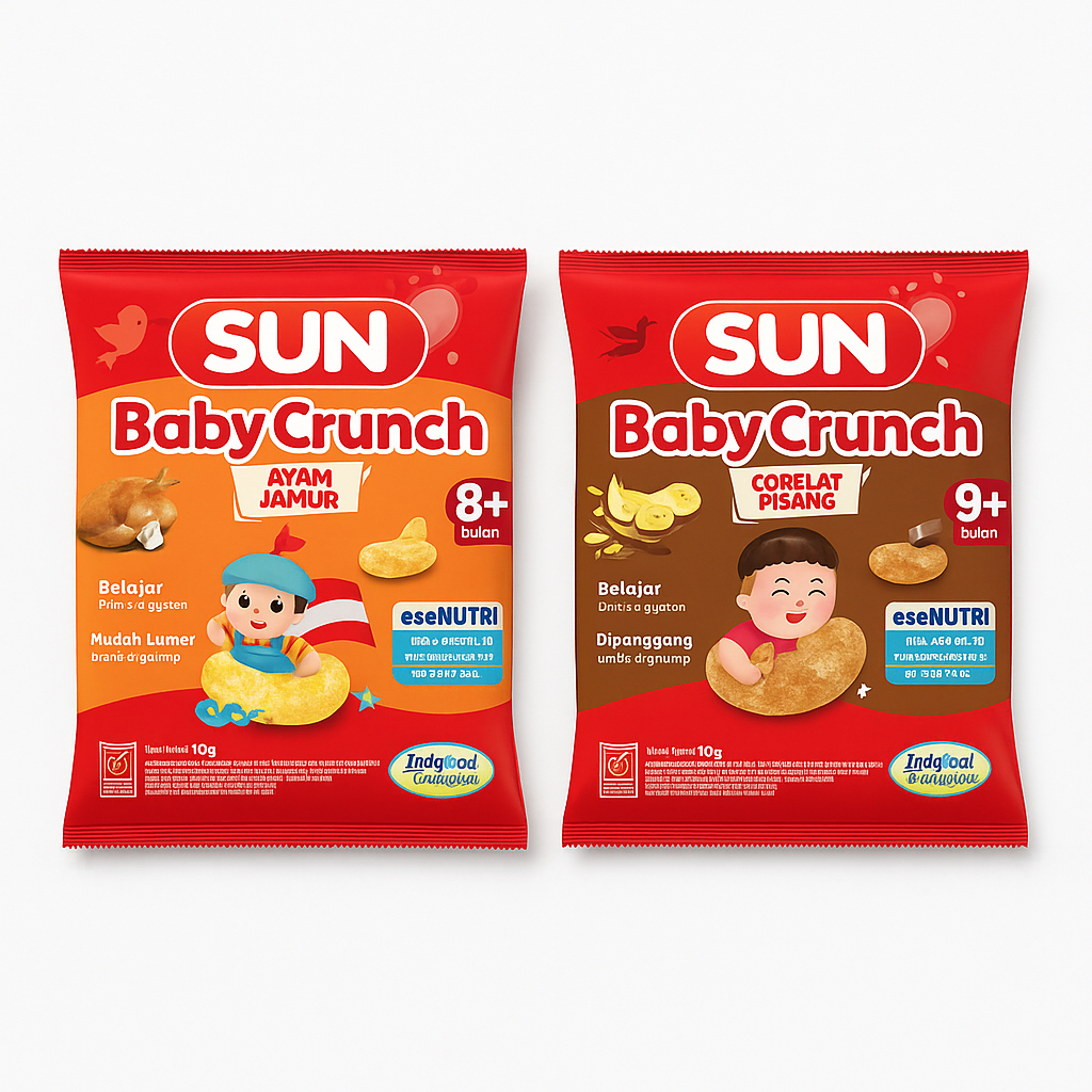 Jual SUN BABY CRUNCH SNACK BAYI AYAM JAMUR COKELAT PISANG INDOFOOD ...