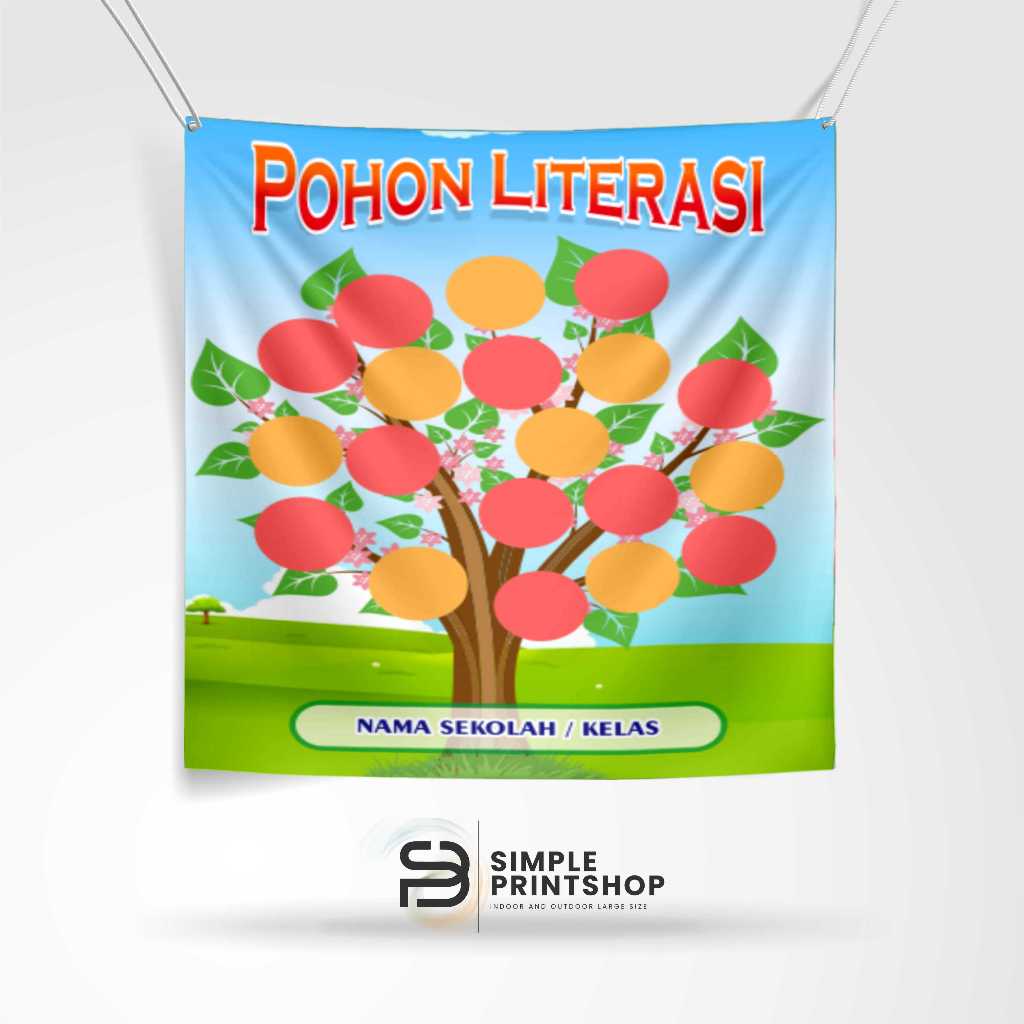 Jual 100x100 cm cetak spanduk banner pohon literasi D custom desain ...